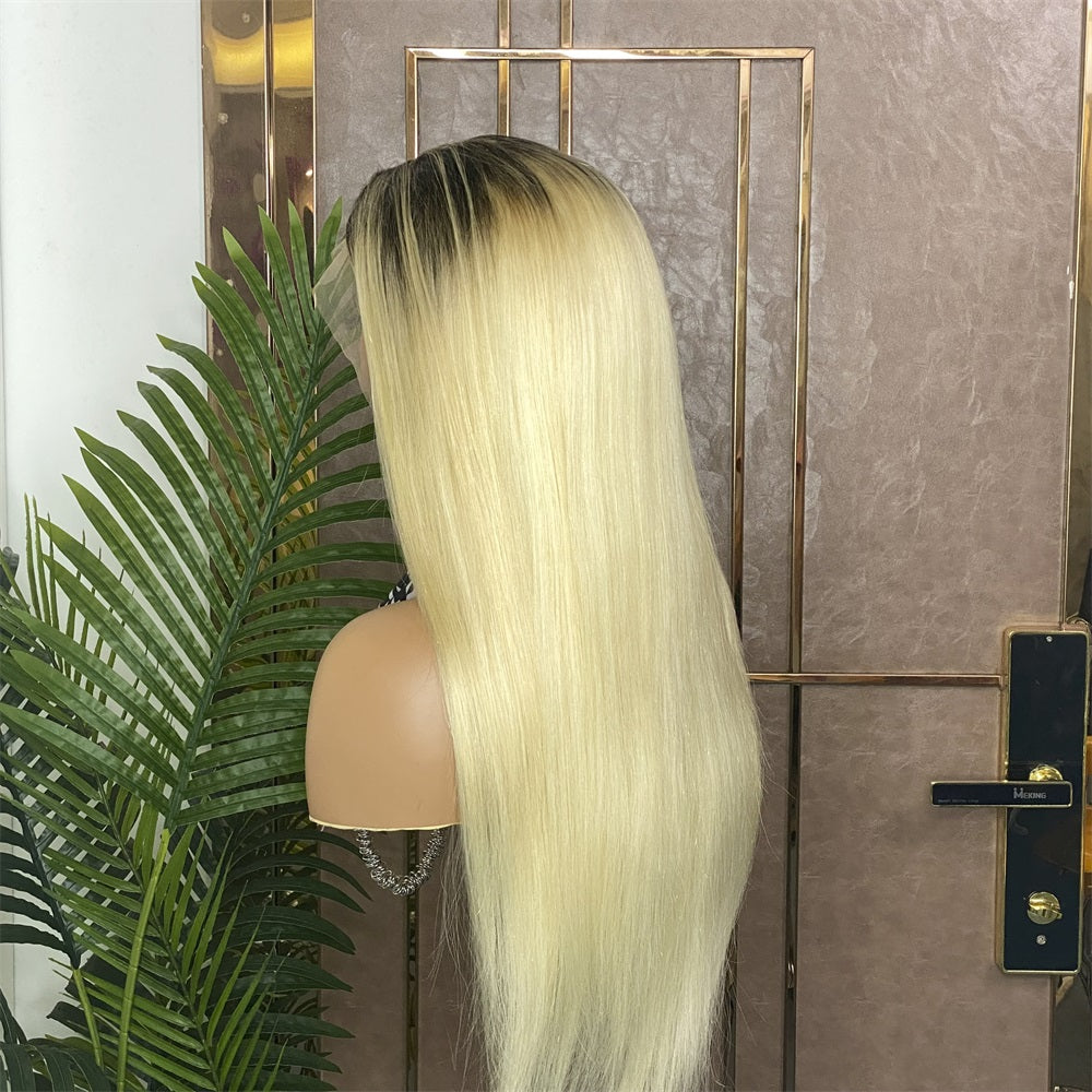 XBL Hair Straight Human Hair Wig 1b/613 Ombre Blonde 13x4 Lace Frontal