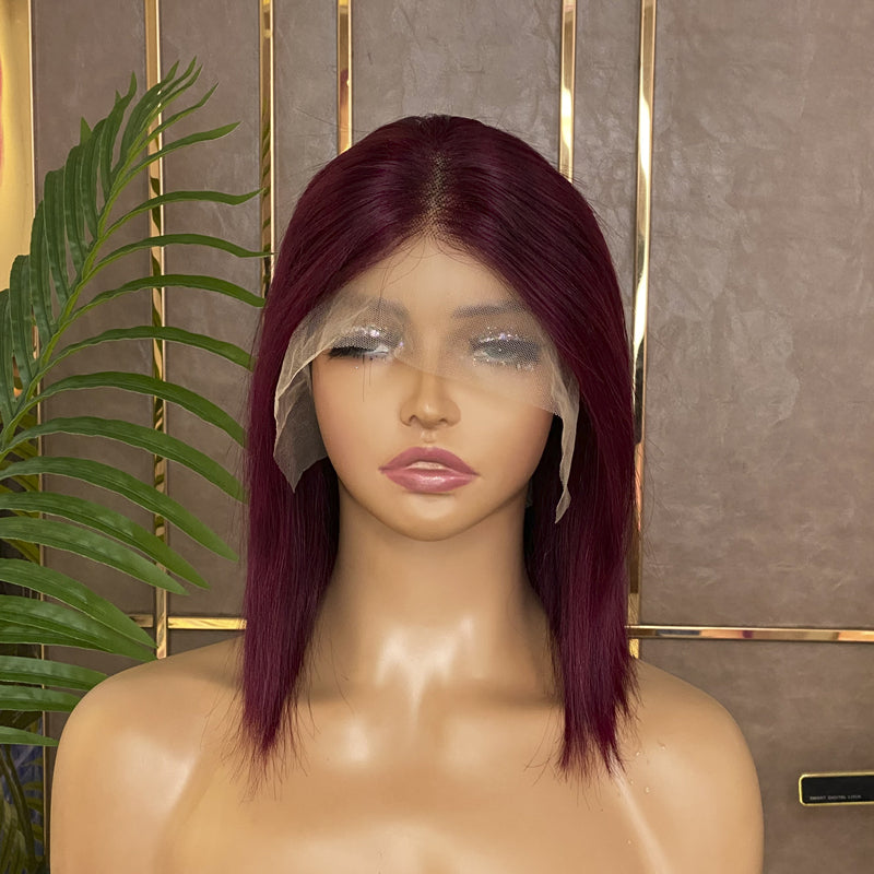 XBL Hair 13x4 Lace Front Wig 99J Bob Wig Burgundy Bob Wig